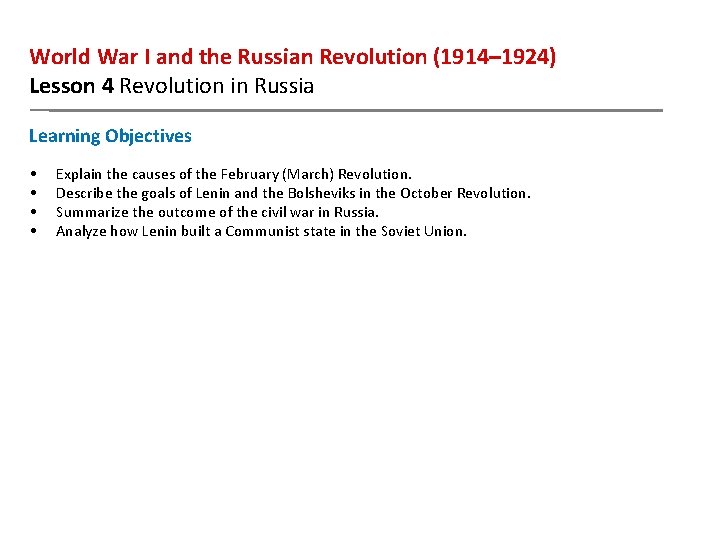 World War I and the Russian Revolution 1914