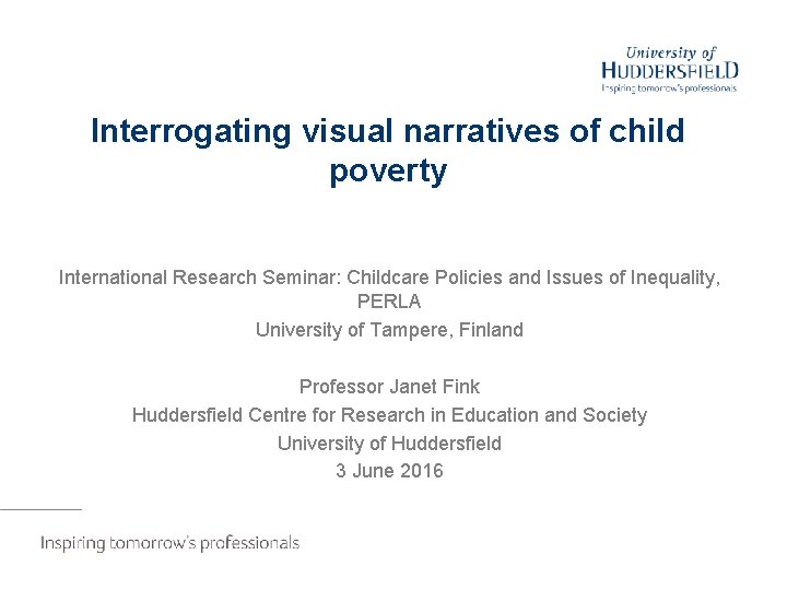 Interrogating visual narratives of child poverty International Research