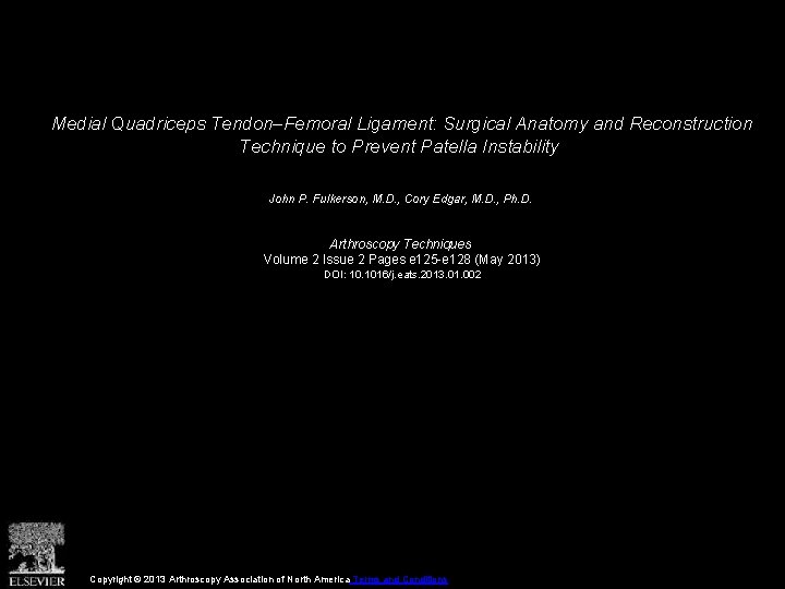 Medial Quadriceps TendonFemoral Ligament Surgical Anatomy and ...