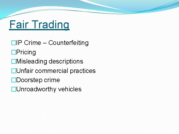 Trading Standards What we do a focus on