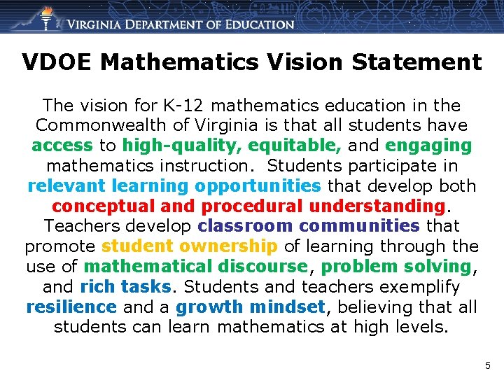 2018 Mathematics SOL Institute General Session October 4
