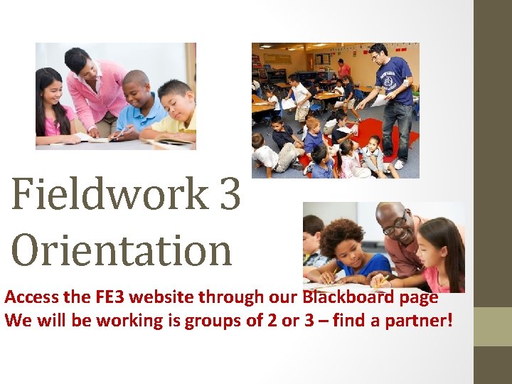 Fieldwork 3 Orientation Access the FE 3 website