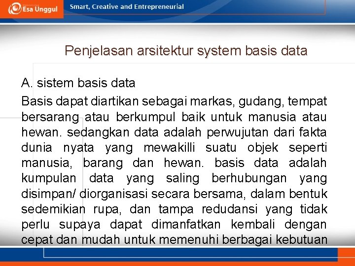 Arsitektur system basis data dan jenisjenis basis data