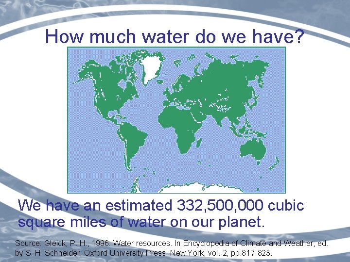 The Water cycle Where does the water come