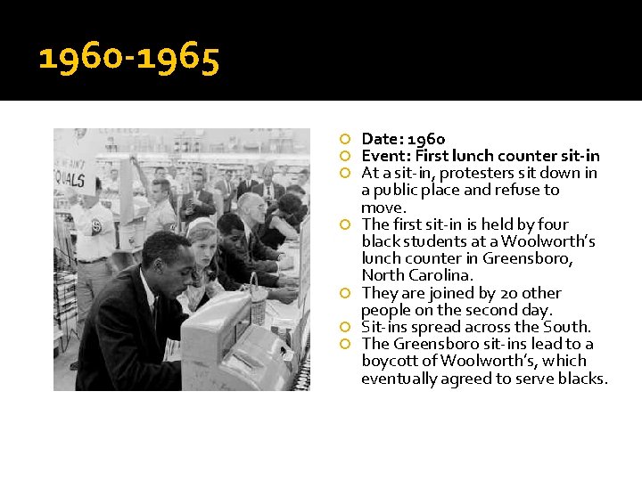 IB History of the Americas Civil Rights timeline