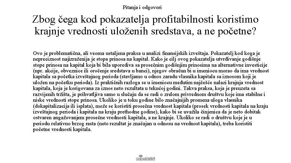Stopa prinosa na imovinu Definicija pokazatelja kolinik poslovnog