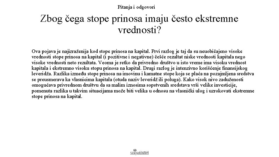 Stopa prinosa na imovinu Definicija pokazatelja kolinik poslovnog