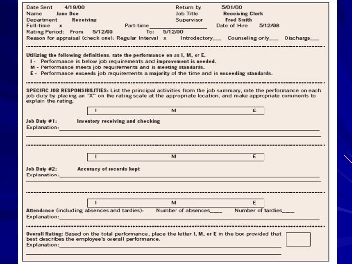 Employee rating system volume