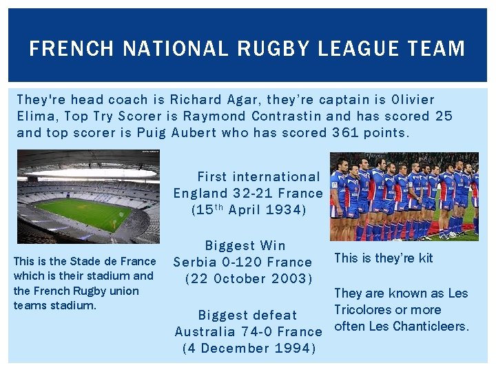 FRENCH RUGBY By Angus FAST FACTS The French