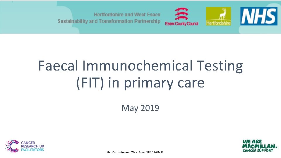 Faecal Immunochemical Testing FIT in primary care May