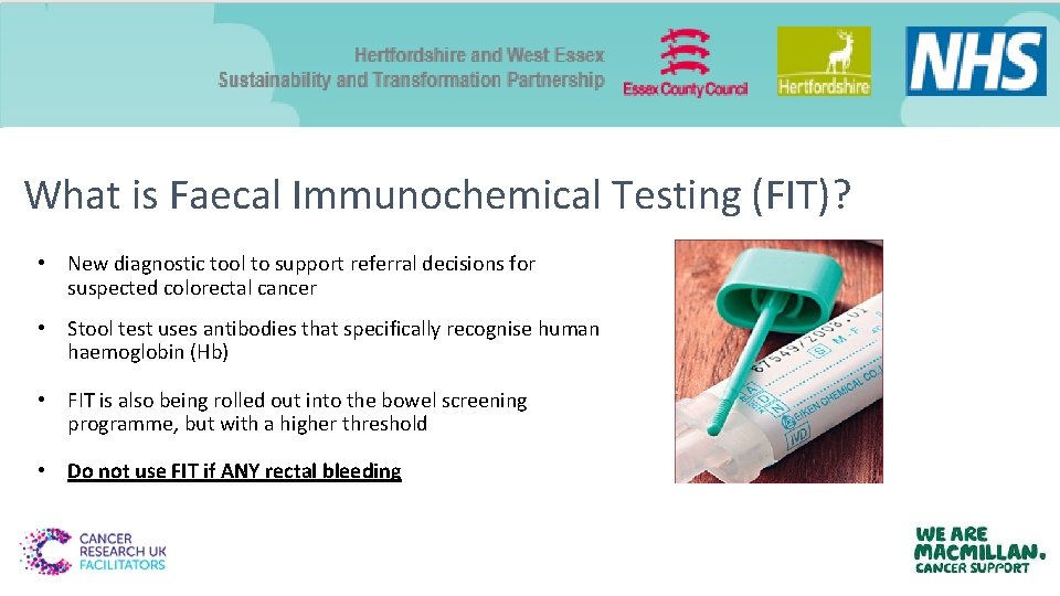 Faecal Immunochemical Testing FIT in primary care May