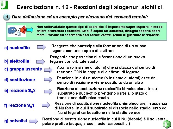 Esercitazione n 12 Reazioni degli alogenuri alchilici 1