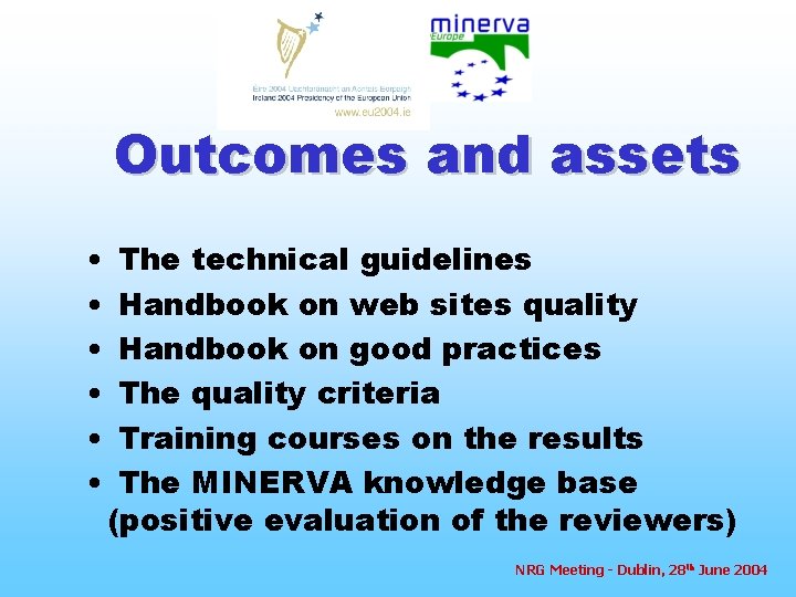 The NRGMINERVA sustainability 6 th NRG meeting Rossella