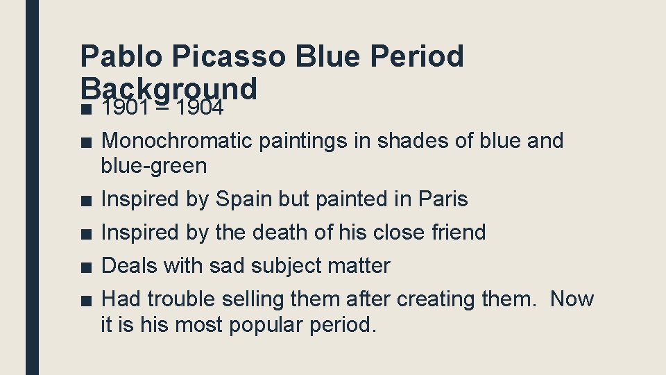 PABLO PICASSO Blue Period Pablo Picasso Blue Period