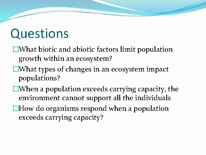 Population Dynamics Key Understandings Biotic and Abiotic Factors