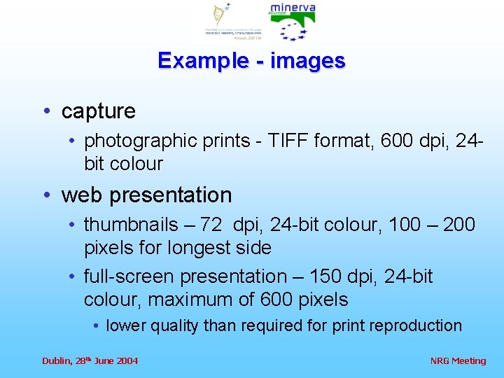 Technical Standards and Quality David Dawson MLA Dublin