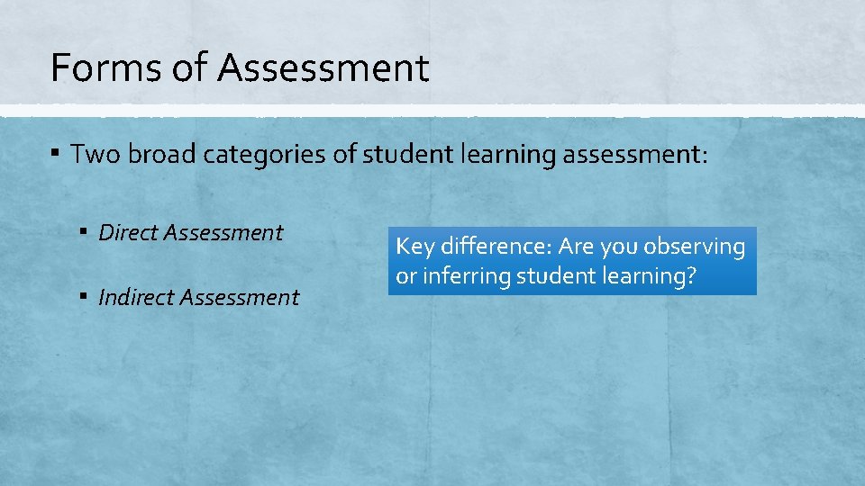 Introduction to Indirect StudentLearning Assessment Part I Dr