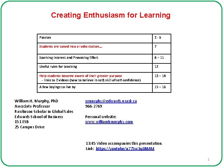 Creating Enthusiasm for Learning Passion 2 6 Students