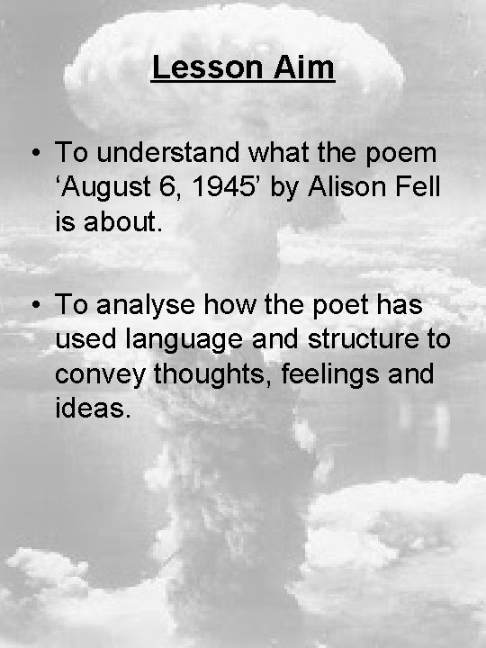 What could this poem be about Lesson Aim