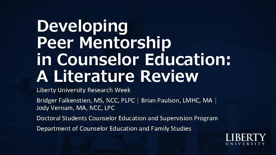 Developing Peer Mentorship in Counselor Education A Literature