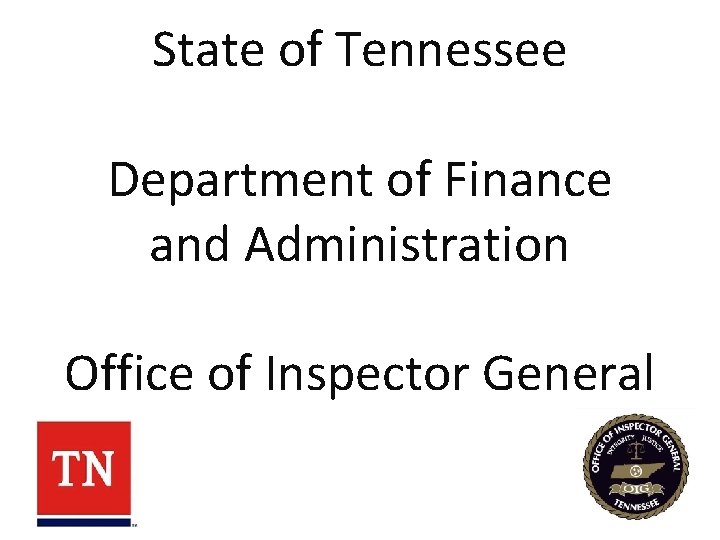 State of Tennessee Department of Finance and Administration