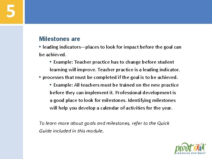 COLLABORATION MODULE 5 Planning Using Goals And Milestones