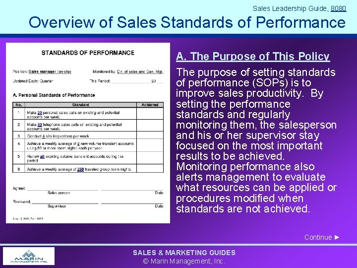 Sales Leadership Guide 8080 Overview of Sales Standards