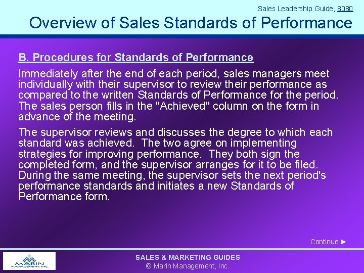 Sales Leadership Guide 8080 Overview of Sales Standards