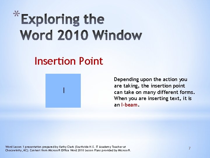 Lesson 1 Word Lesson 1 presentation prepared by