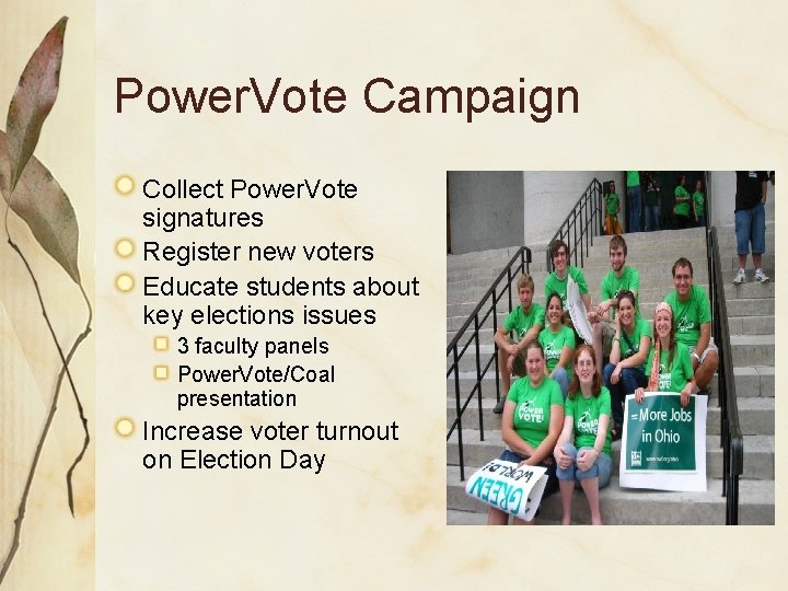 Power Vote Campaign Collect Power Vote signatures Register