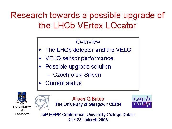 Research towards a possible upgrade of the LHCb