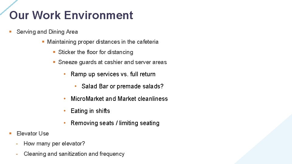 Return to Work Guidance What the Facilities Community