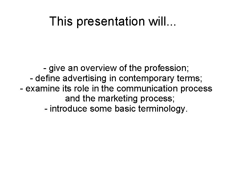 This presentation will give an overview of the