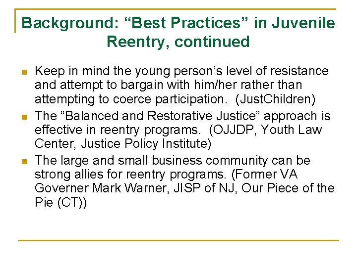 Coming Home A Brief Look at Reentry Issues
