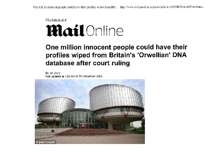 Human Rights Safeguards for DNA Databases Helen Wallace