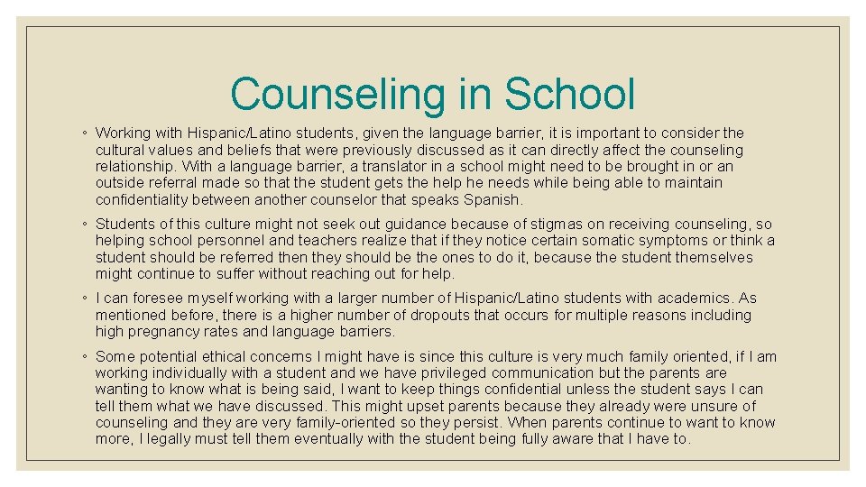 HISPANICLATINO CULTURE Multicultural Counseling Courtney Traxson My ...