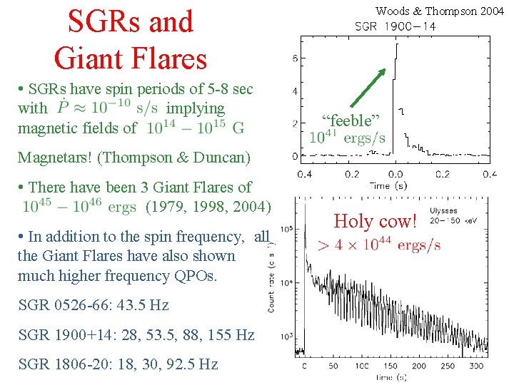 SGRs and Giant Flares SGRs have spin periods