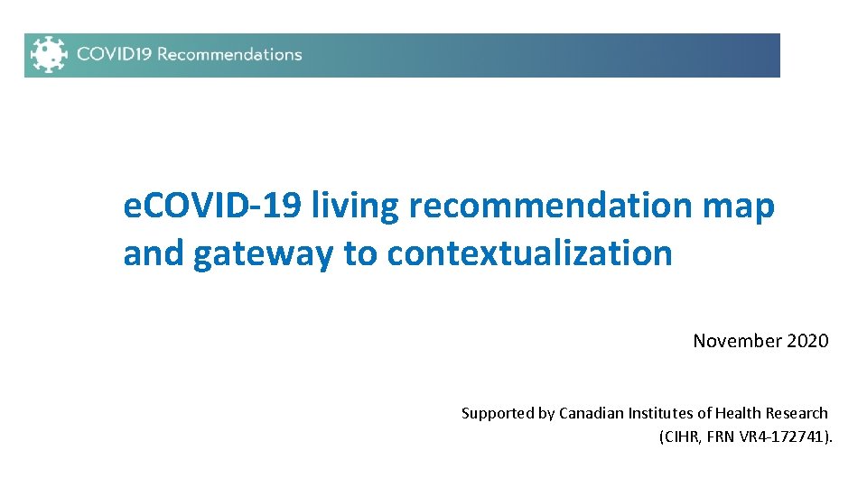 e COVID19 living recommendation map and gateway to