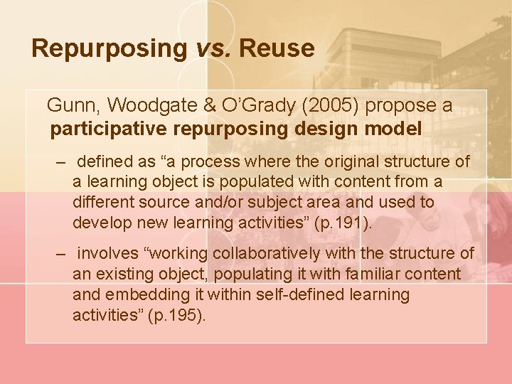 Learning Objects or Learning Frameworks Reusing the Design