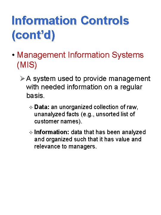 What Is Control Controlling The process of monitoring
