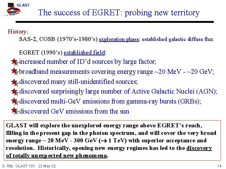 GLAST 101 What are gamma rays Why study