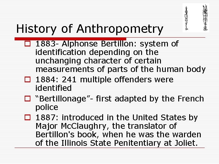 Anthropometry An Introduction Mrs Ortiz Forensics September 2017