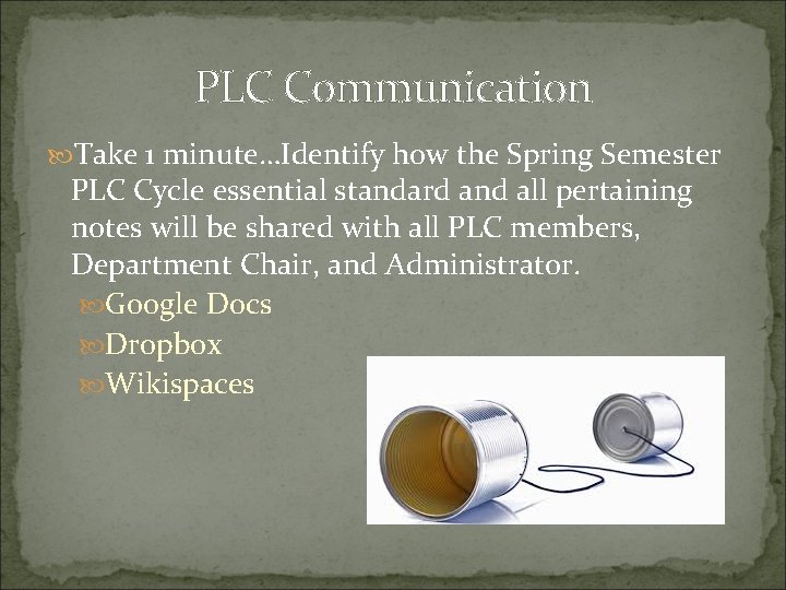 Banked Day Agenda January 27 2015 Grounding Activity