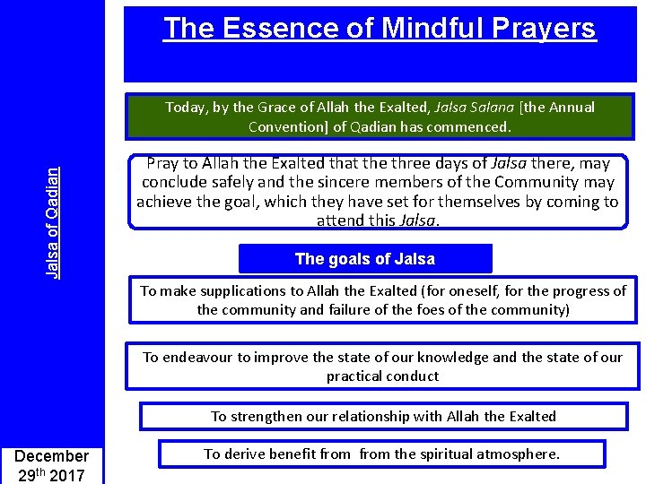The Essence of Mindful Prayers Sermon Delivered by