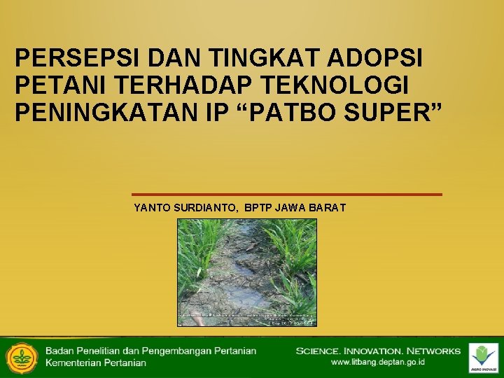 PERSEPSI DAN TINGKAT ADOPSI PETANI TERHADAP TEKNOLOGI PENINGKATAN