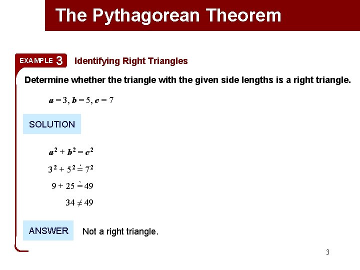 Pythagorean Theorem Proving Right Triangles 1 The Pythagorean