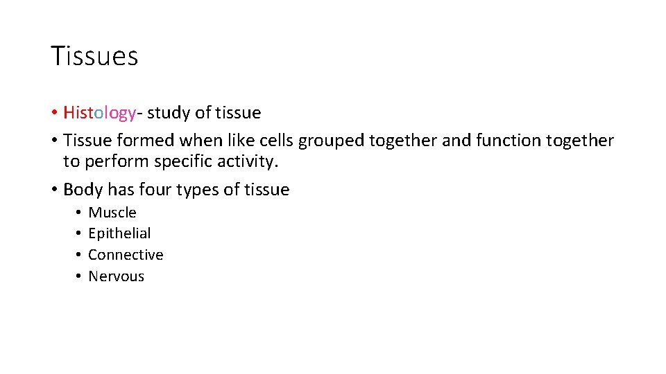 Body Organization Chapter Outline I Word Parts II
