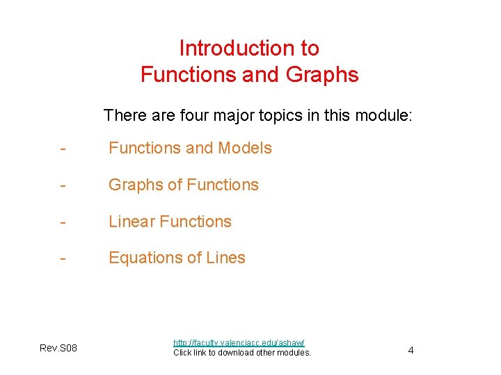 MAC 1105 Module 1 Introduction to Functions and