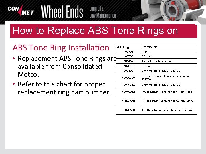 How to Replace ABS Tone Rings on Con
