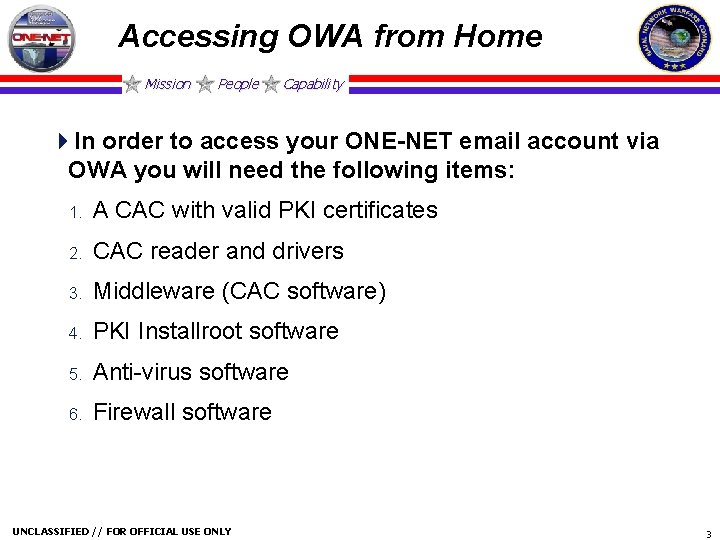 OCONUS NAVY ENTERPRISE NETWORK ONENET Mission People Capability